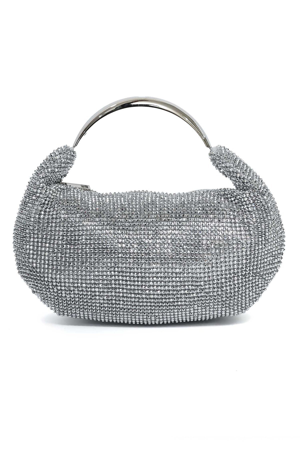 EMBELLISHED ARC CLUTCH-SILVER – Almas